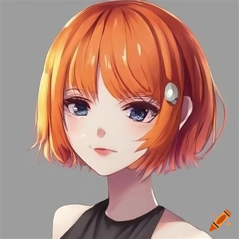 Chica Anime Con Pelo Corto Naranja Y Ojos Color Avellana