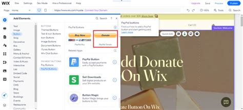 how to add donate button on wix wiksit