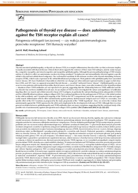 Pdf Pathogenesis Of Thyroid Eye Disease Does Autoimmunity Against The Tsh Receptor Explain