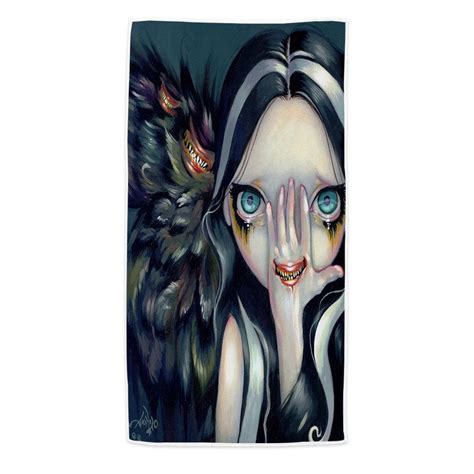 Buy Scary Gothic Art Speak No Evil Yokai Demon Girl Microfiber Beach Towel Mydeal