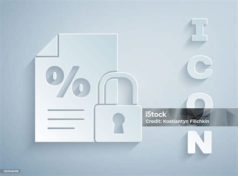 회색 배경에 격리된 용지 절단 재무 문서 및 잠금 아이콘 송장 또는 청구서 개념에 대한 종이 은행 문서 종이 아트 스타일 벡터 일러스트레이션 0명에 대한 스톡 벡터 아트 및