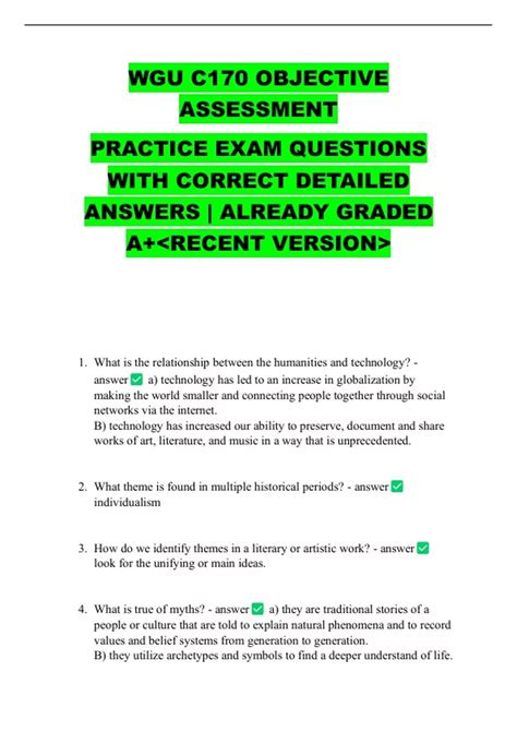 WGU C OBJECTIVE ASSESSMENT PRACTICE EXAM QUESTIONS WITH CORRECT DETAILED ANSWERS ALREADY