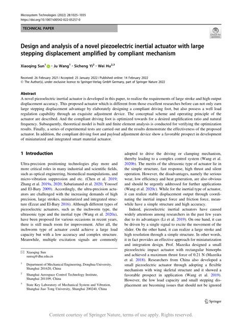 Design And Analysis Of A Novel Piezoelectric Inertial Actuator With Large Stepping Displacement