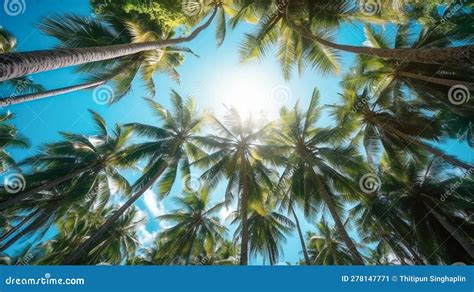 вид пальмы кокосовых пальм для фона генеративный помощник Иллюстрация штока иллюстрации