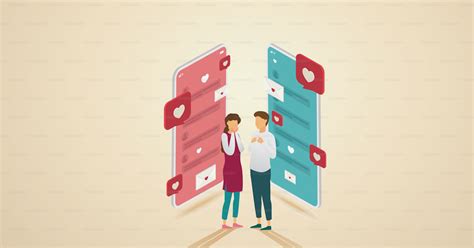 인터넷에서 채팅하는 십대들 개념 스마트 폰과 소셜 네트워크 사랑에 빠진 어린 소녀와 소년의 어색한 나이 일러스트레이션 벡터입니다 벡터 Unsplash의 그림 이미지