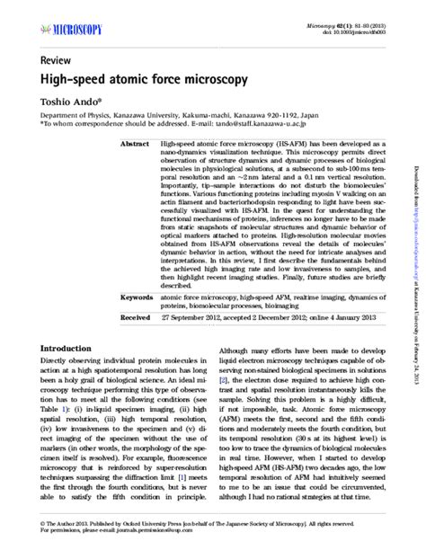 Pdf High Speed Atomic Force Microscopy Paul Hansma