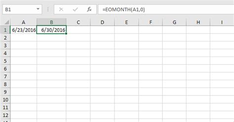 last day of the month in excel eomonth function