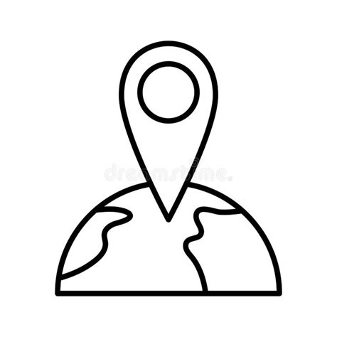 Pin Point On World Map Drawing Of A Globe With A Location Pin Icon Stock Vector Illustration