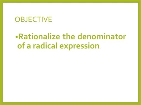 Rationalizing The Denominator Of A Radical Expression Pdf