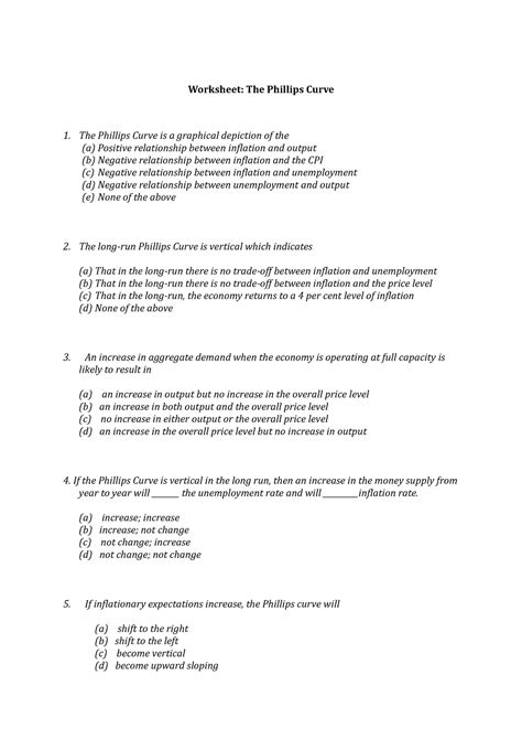 Tutorial Phillips Curve Microeconomics UL Studocu
