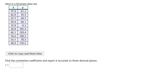 Solved Here Is A Bivariate Data Set Click To Copy And Paste Chegg
