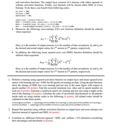 Solved Unit Activation Functions The Output Layer Consists Chegg Com