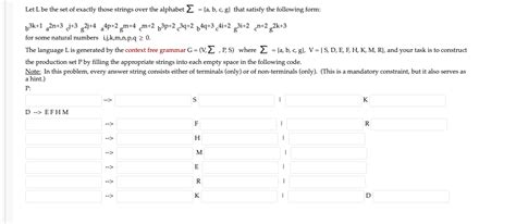 solved let l be the set of exactly those strings over the