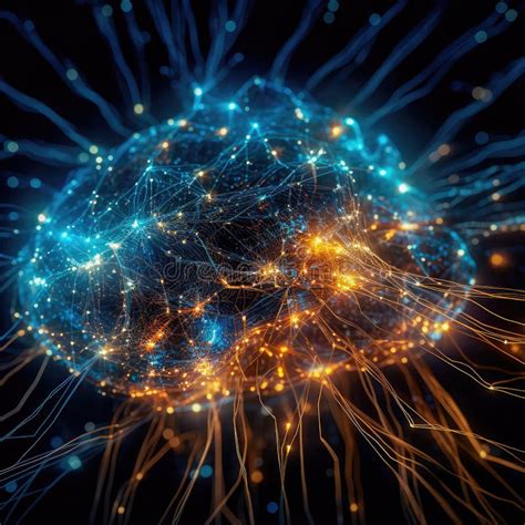 Fictional Glowing Brain Background With A Network Of Neural Connections Neural Activity Stock