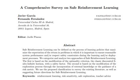 【44页综述】a Comprehensive Survey On Safe Reinforcement Learning 深度强化学习实验室社区