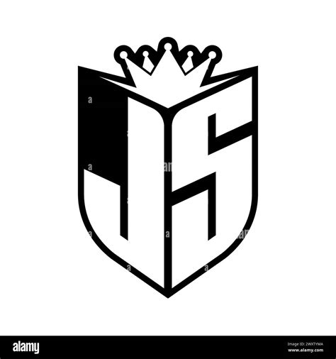 Js Letter Bold Monogram With Shield Shape And Sharp Crown Inside Shield