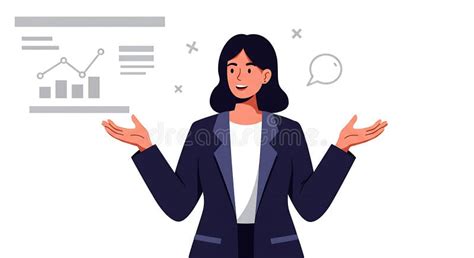 Presenting Business Data Woman Explaining Charts And Graphs Stock Illustration Illustration Of