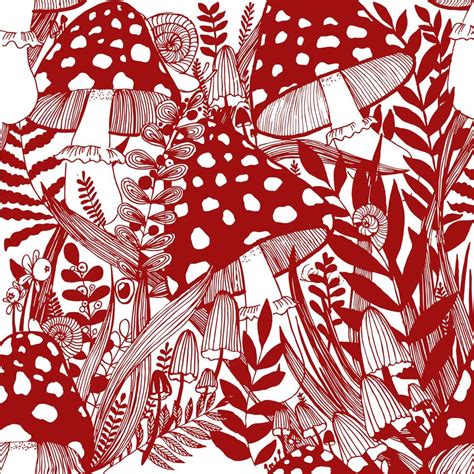 Fly Agaric Hand Drawn Seamless Vector Pattern Fly Agaric Hand Drawn