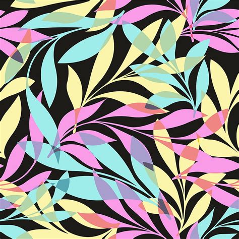 검은 배경 벡터에 화려한 잎 Ai Eps Uidownload