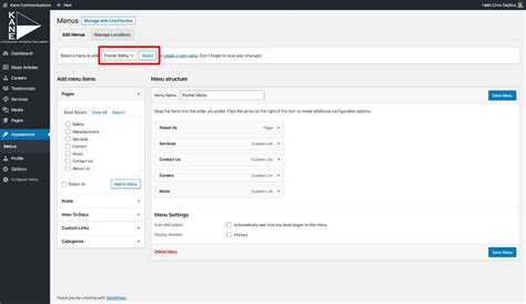 Remove A Page From The Menu Kane Holdings
