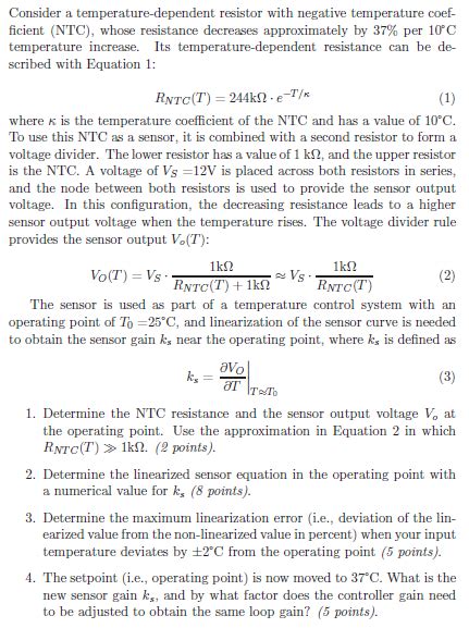 Solved Consider A Temperature Dependent Resistor With