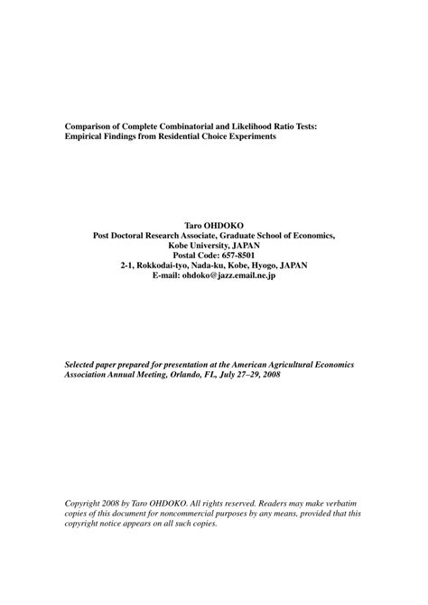 Pdf Comparison Of Complete Combinatorial And Likelihood Ratio Tests Empirical Findings From