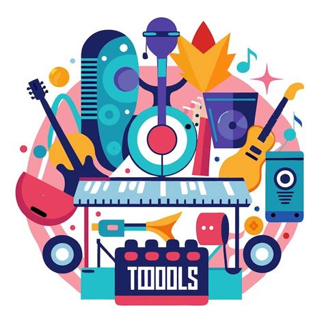Colorful Music Instruments In A Circle Premium Ai Generated Vector