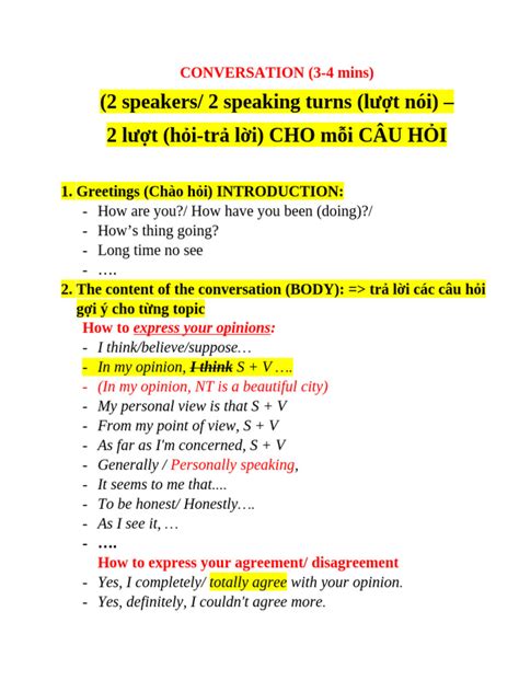Speaking Conversation Structure Pdf