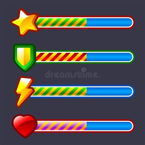 Energy Progress Loading Game Bar Set Stock Vector Illustration Of