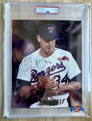 Nolan Ryan Signed Autographed Texas Rangers Bloody Lip 8 X 10 Photo Psa