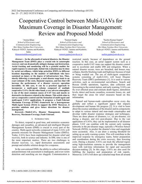 Pdf Cooperative Control Between Multi Uavs For Maximum Coverage In Disaster Management Review
