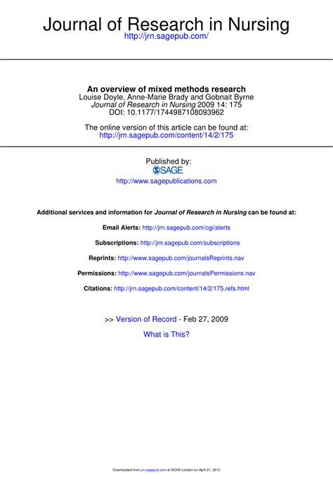 Pdf An Overview Of Mixed Method Research