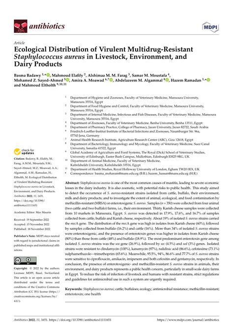 Pdf Ecological Distribution Of Virulent Multidrug Resistant Staphylococcus Aureus In Livestock