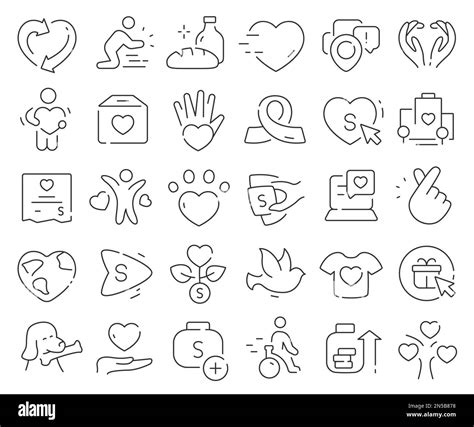 charity line icons collection thin outline icons pack vector illustration eps10 stock vector