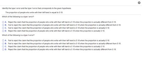 solved identify the type l error and the type ll error that