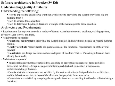 Software Architecture Understanding Quality Attributes
