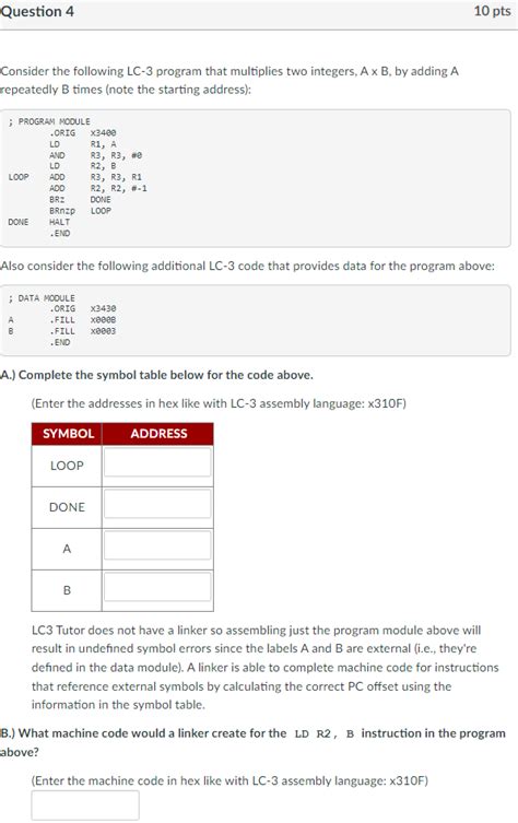 Solved Question 4 10 Pts Consider The Following LC 3 Program Chegg