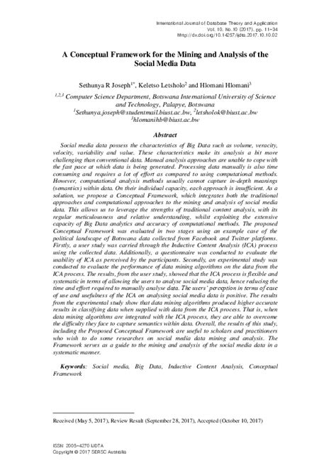 Pdf A Conceptual Framework For The Mining And Analysis Of The Social