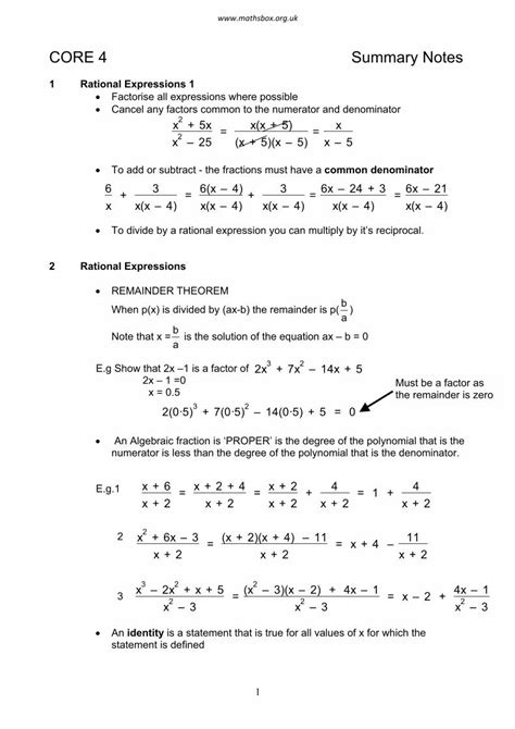 Pdf Aqa Core 4 Revision Notes Mathsbox Dokumentips