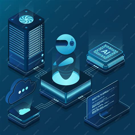 Premium Vector Artificial Intelligence Robot System Analysis Big Data Processing Machine