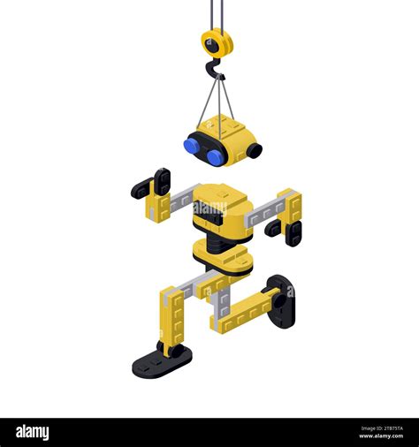 Yellow Robot Assembly Concept Vector Stock Vector Image And Art Alamy