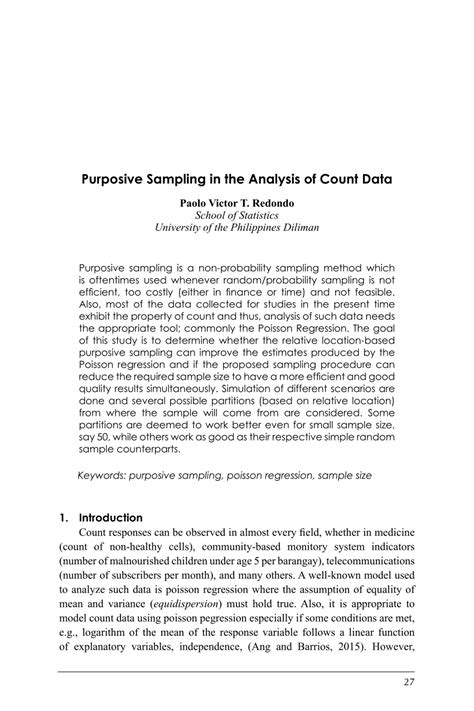 PDF Purposive Sampling In The Analysis Of Count Data Paolo