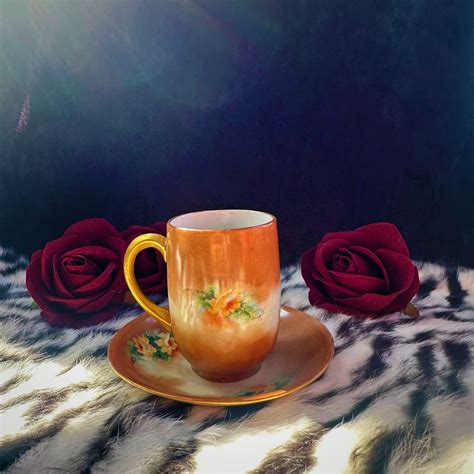 Peach Estate Tea Cup And Saucer Set Athenas Lair