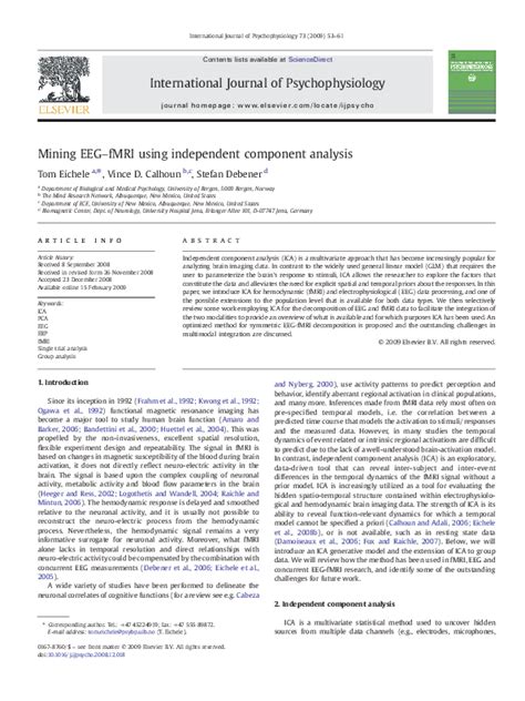 Pdf Mining Eeg Fmri Using Independent Component Analysis