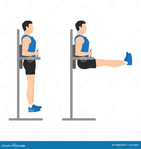 Man Doing Hanging Leg Raises Side View Abdominals Exercise Stock Vector Illustration Of Pose