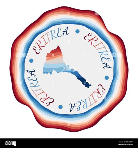 Eritrea Badge Map Of The Country With Beautiful Geometric Waves And Vibrant Red And Blue Frame