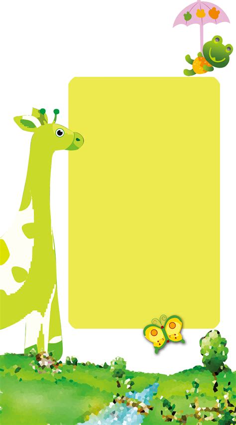 قالب برای نوشتن متن کودکانه به طرح زرافه کارتونی کیوت