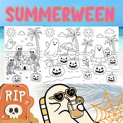 Summerween Coloring Pages Printable Summer Halloween Coloring Activity