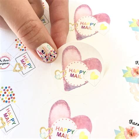 Happy Mail Envelopes Heart Rainbow Variety Stickers Shipping