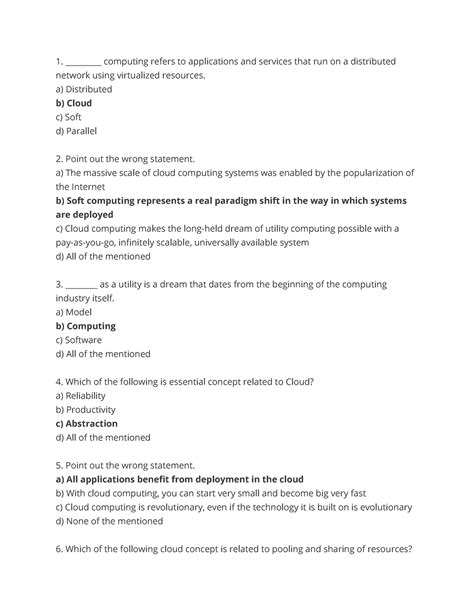 Cloud Computin Mcq Computing Refers To Applications And